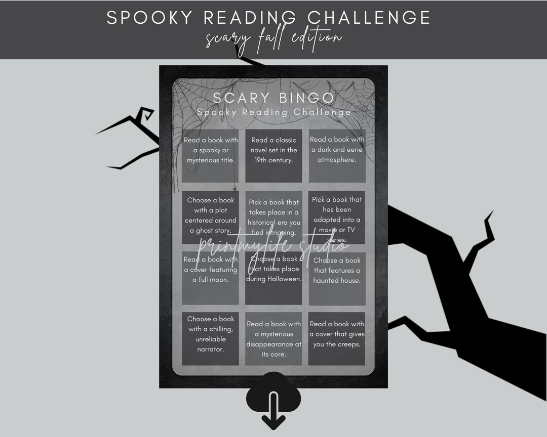 Spooky Reading Challenge Halloween Book Bingo Scary Fall Book Tracker ...