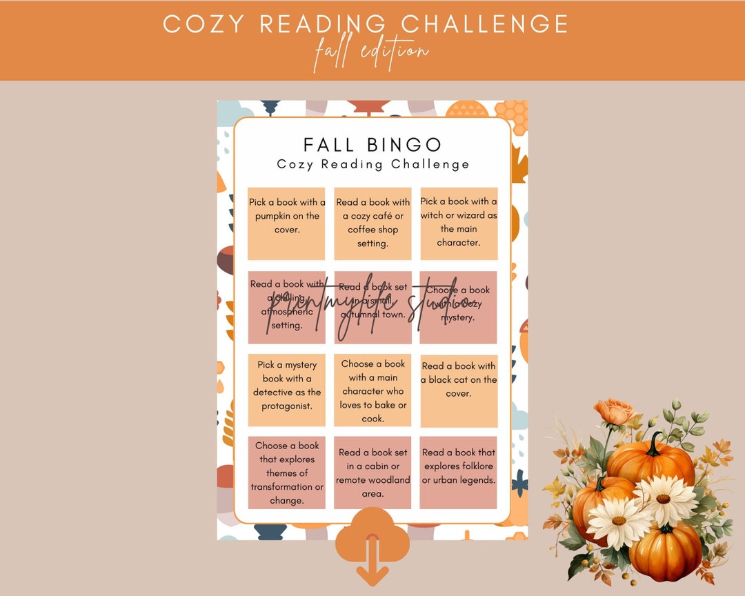 Cozy Fall Reading Challenge Autumn Book Bingo Book Tracker - Etsy