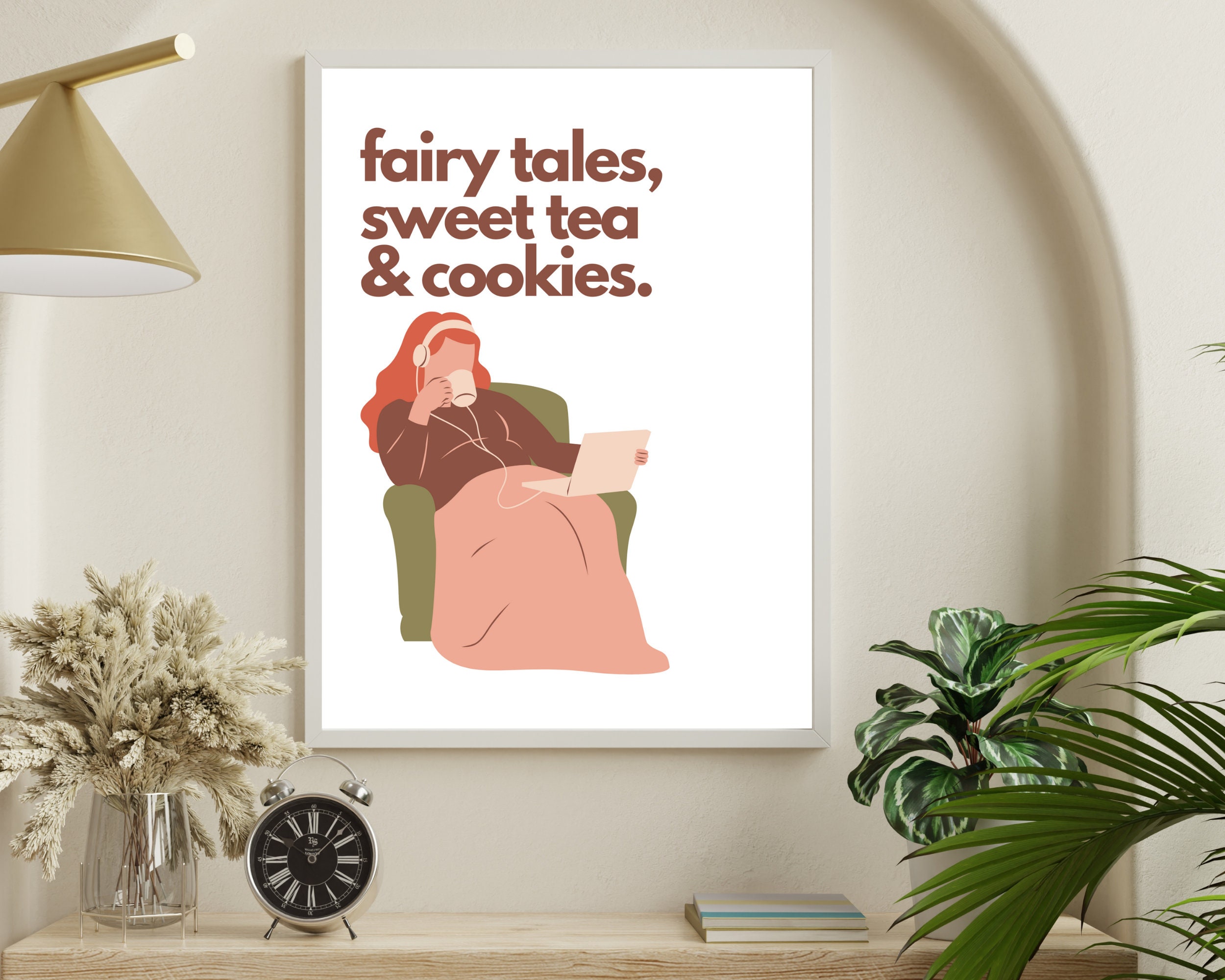 Minimalist Book Print - Woman Reading Poster With a Quote Fairy Tales ...