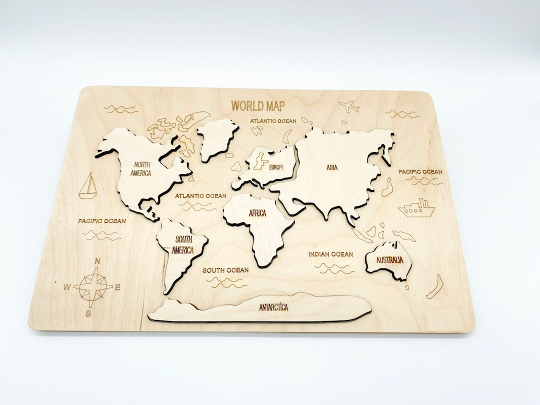Wooden World Map, Wooden Puzzle, Wooden Jigsaw, Educational Toys With ...