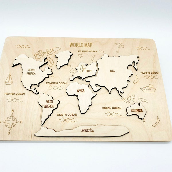 Wooden World Map - Etsy UK
