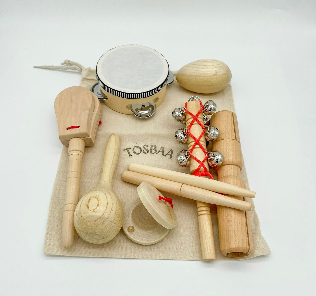 Wooden Musical Instruments Set With Wooden Craft Tray, Musical Wooden ...