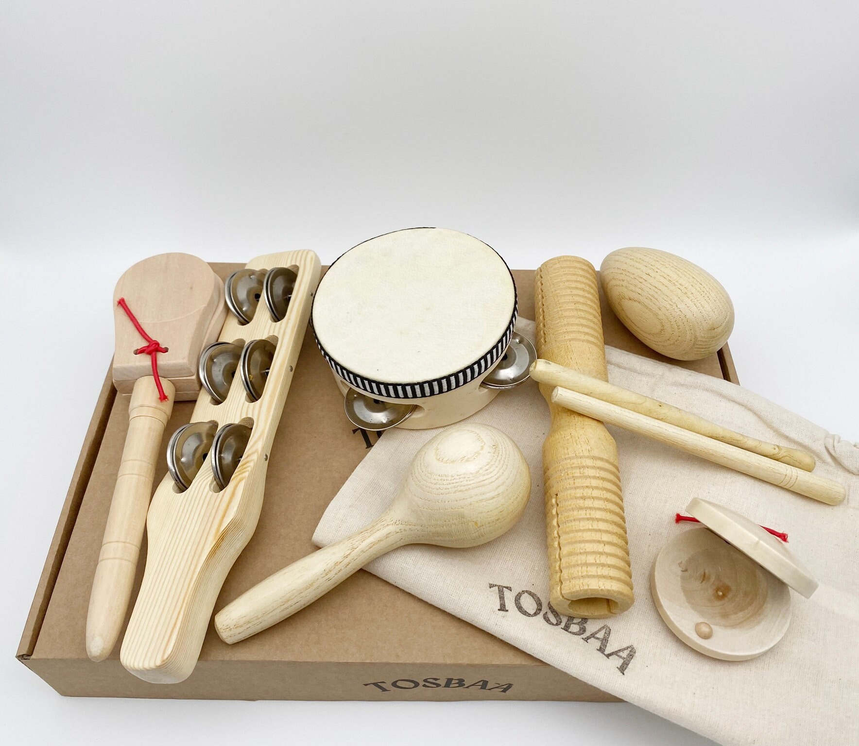 Wooden Musical Instruments Set With Wooden Craft Tray, Musical Wooden ...