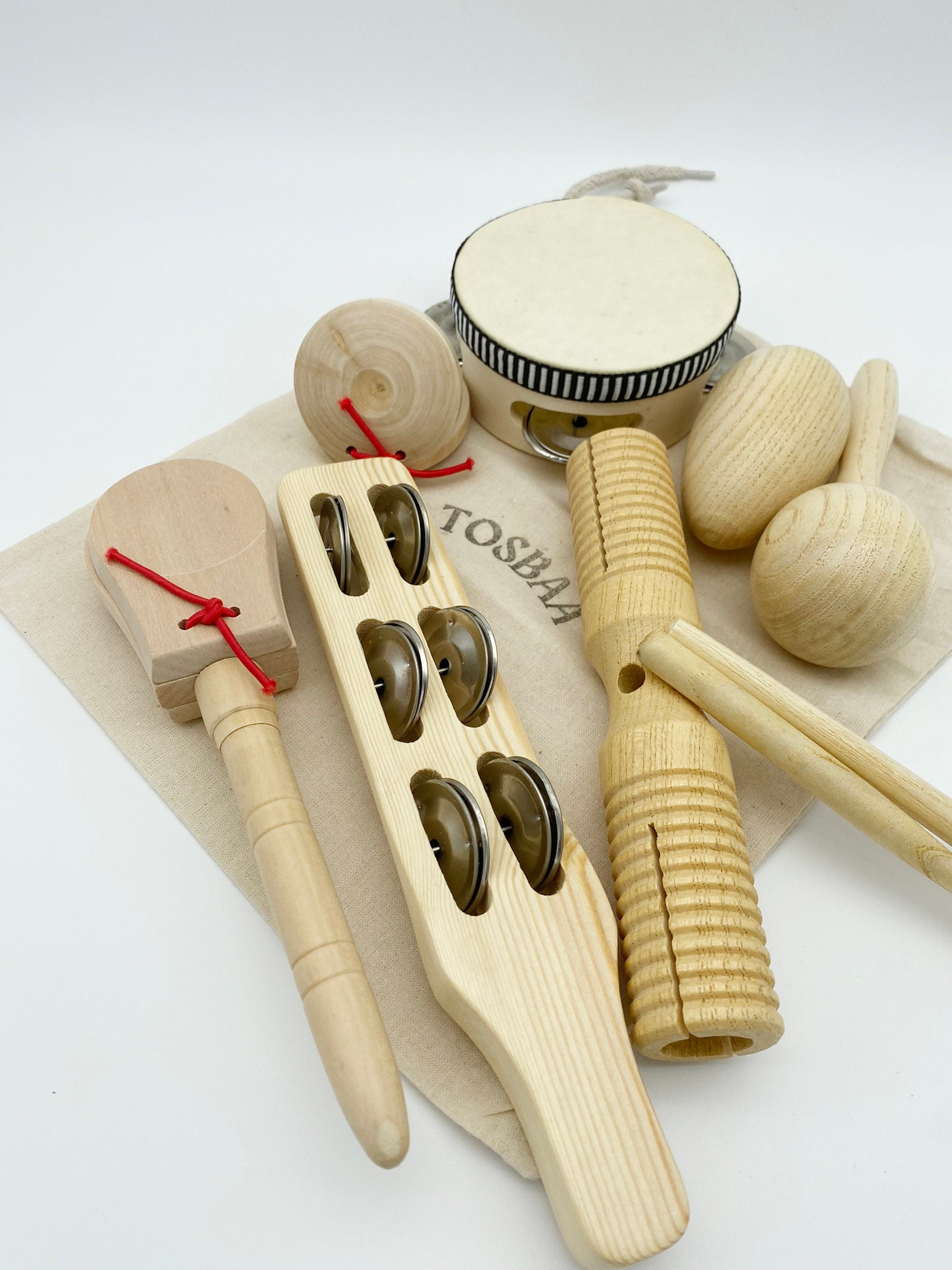 Wooden Musical Instruments Set With Wooden Craft Tray Musical Wooden Toys Natural Montessori
