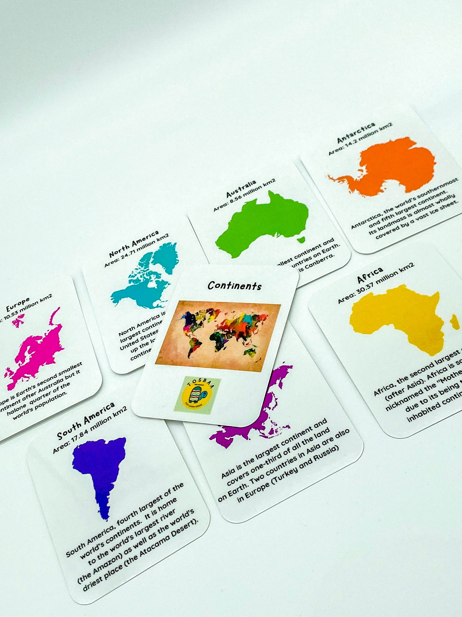 Continents Flash Educational Cards - Etsy