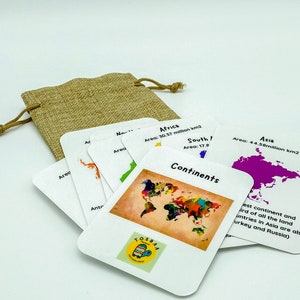 Continents Flash Educational Cards - Etsy
