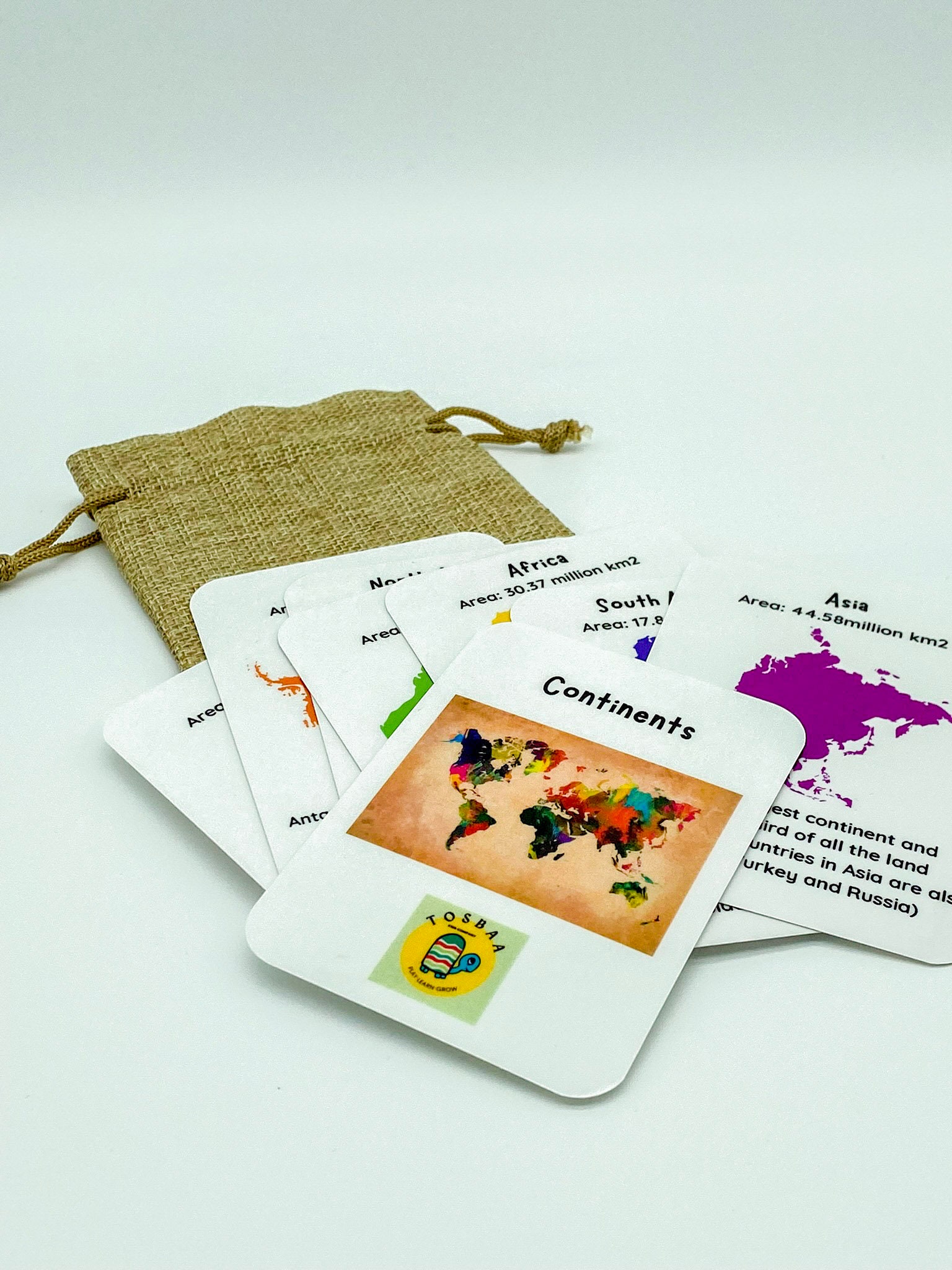 Continents Flash Educational Cards - Etsy