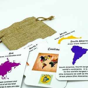 Continents Flash Educational Cards - Etsy