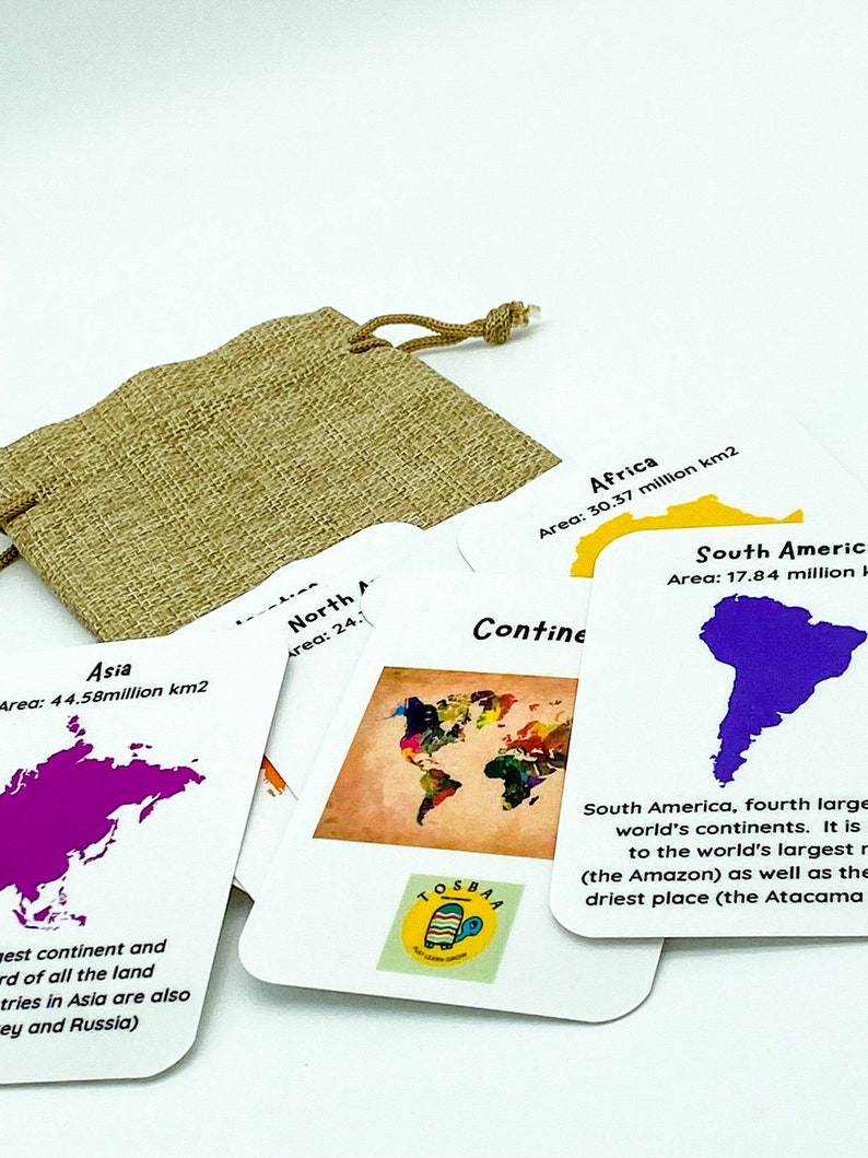 Continents Flash Educational Cards - Etsy
