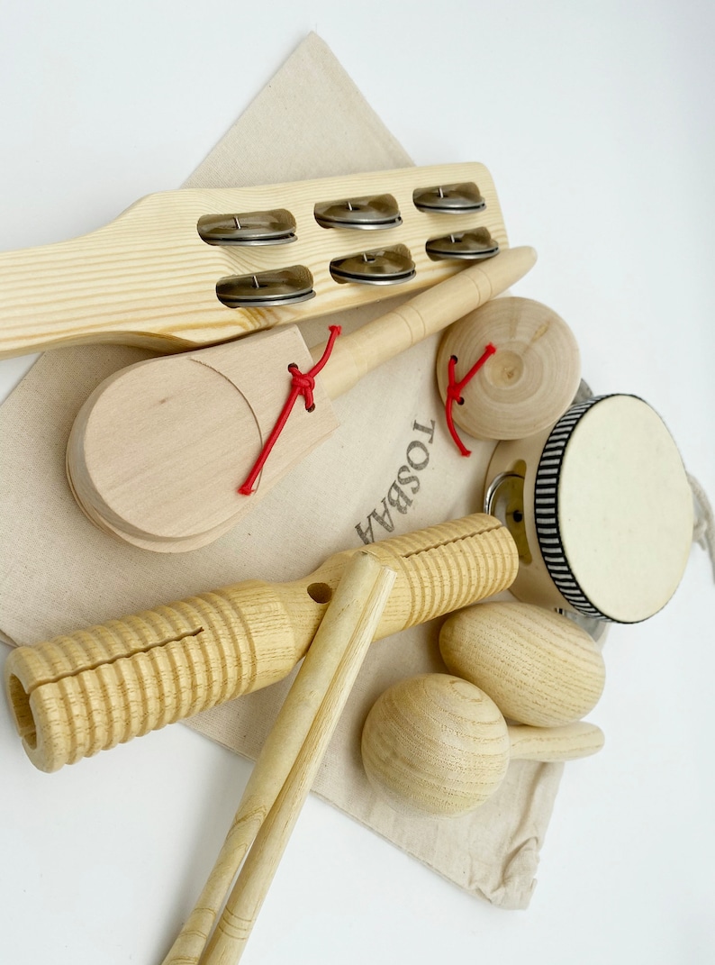 Wooden Musical Instruments Set With Wooden Craft Tray, Musical Wooden ...