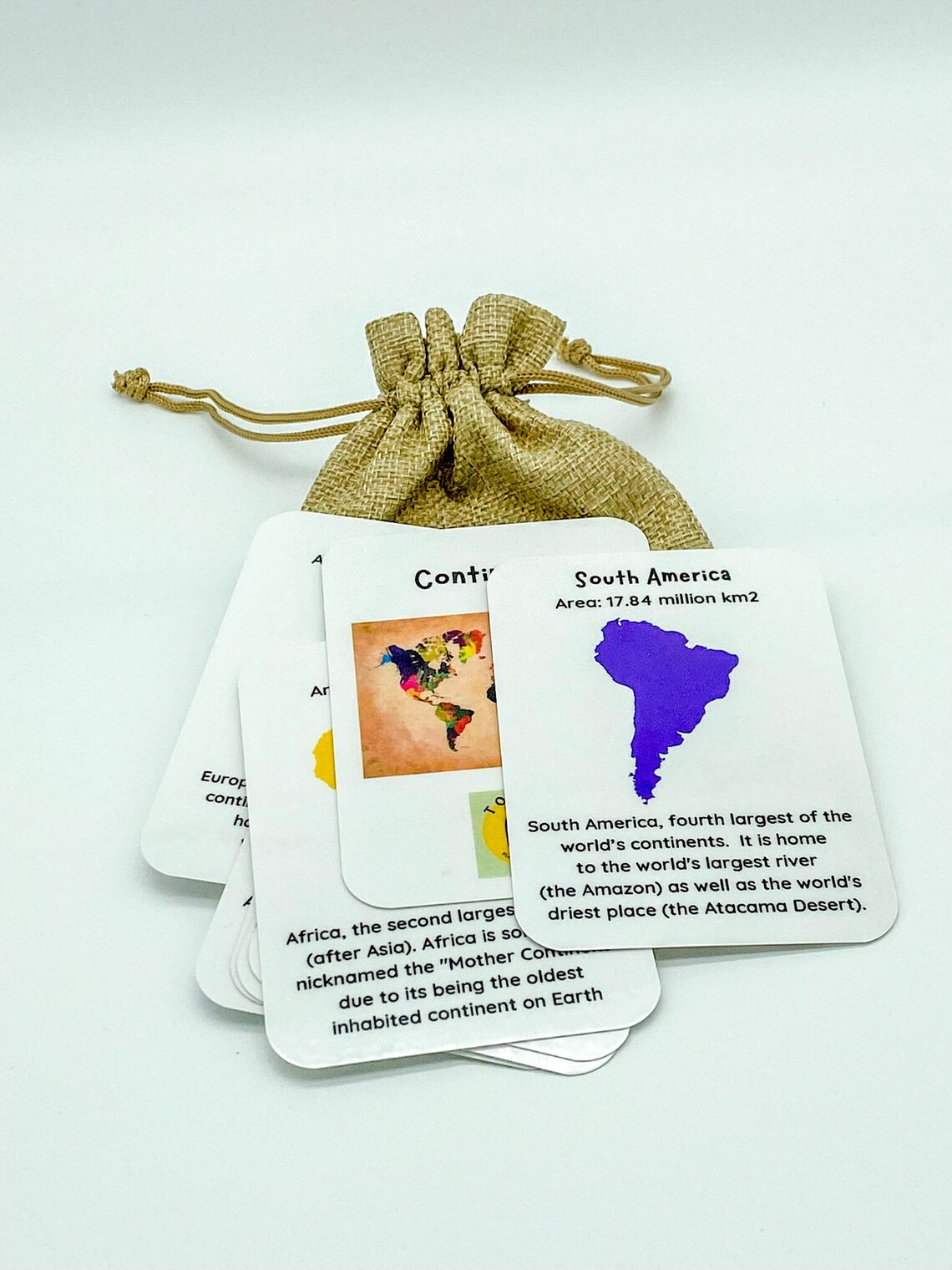Continents Flash Educational Cards - Etsy