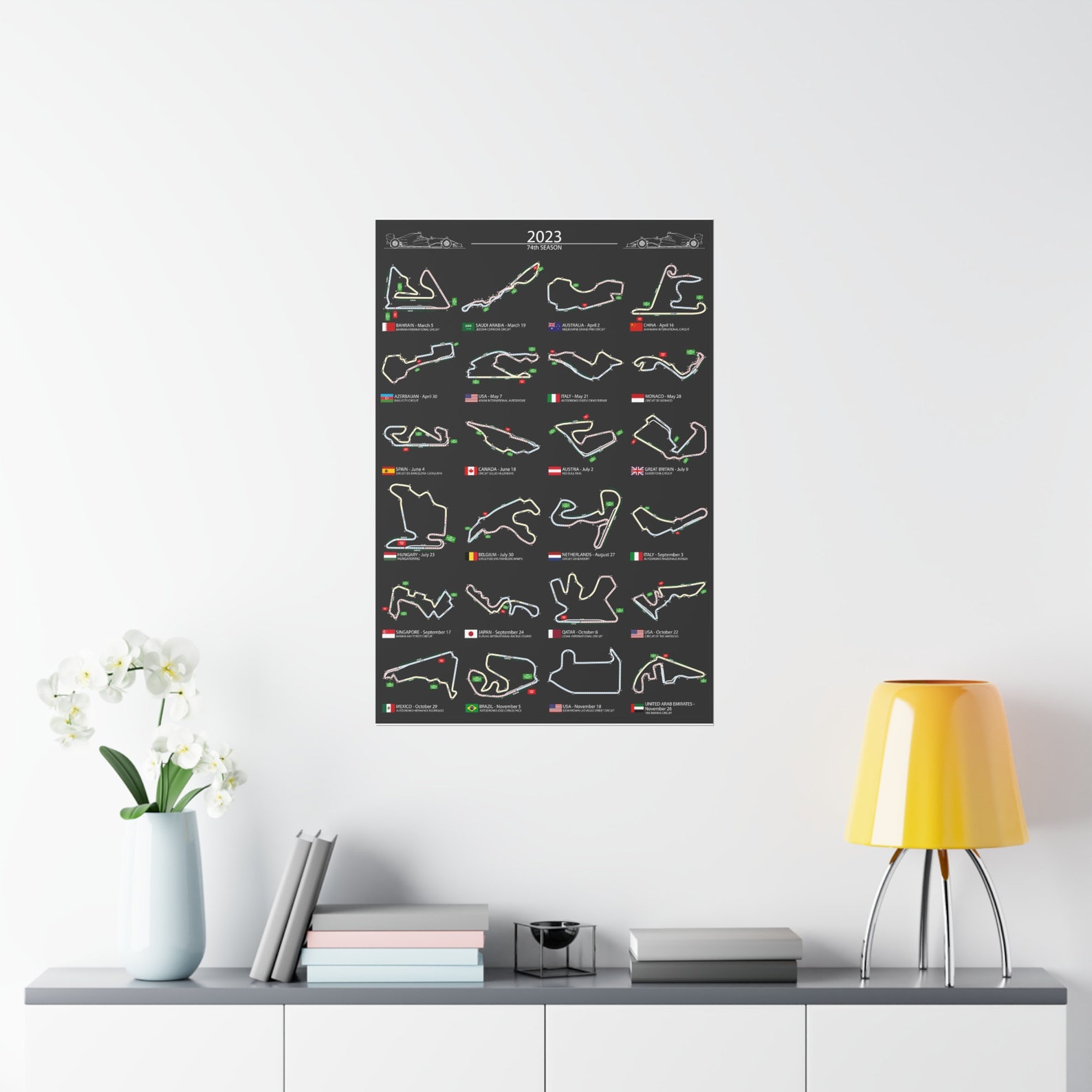 Printable F1 2023 Calendar Wall Art Formula One Poster for Wall, F1 ...