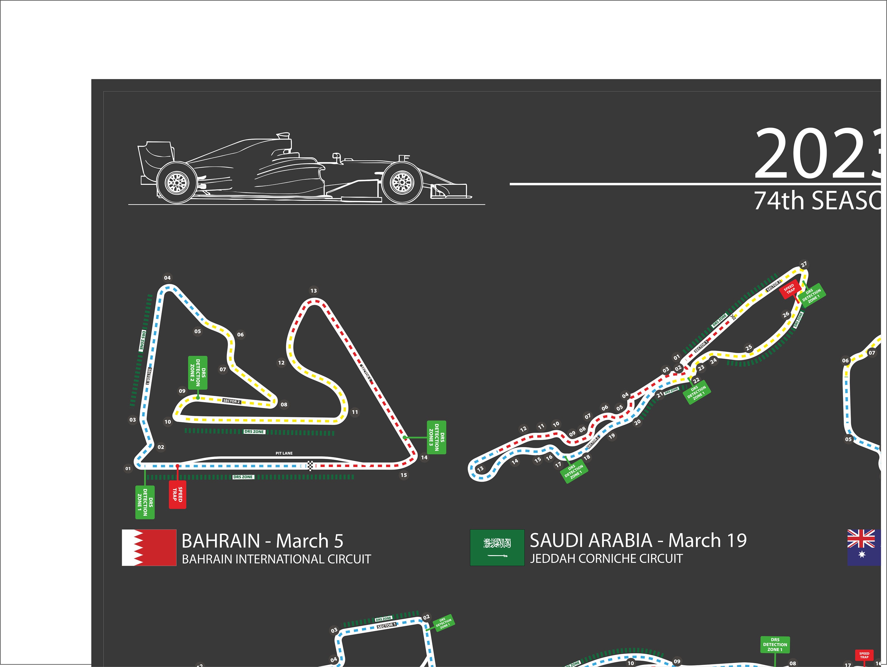 Printable F1 2023 Calendar Wall Art Formula One Poster for Wall, F1 ...