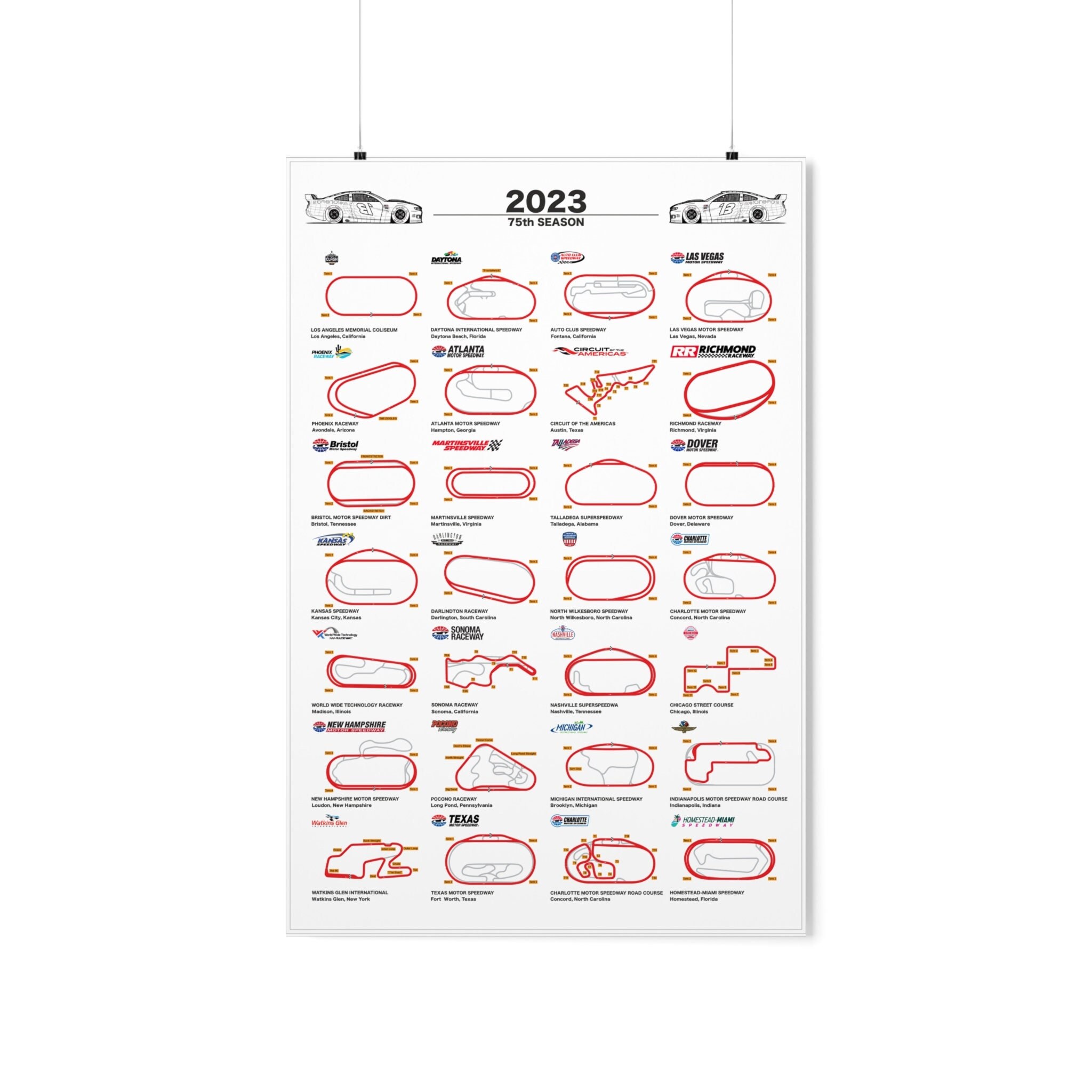 Printable NASCAR 2023 Calendar, Wall Art Nascar Poster Wall, NASCAR ...