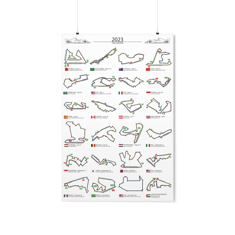 Printable F1 2023 Calendar Wall Art Formula One Poster for Wall, F1 ...