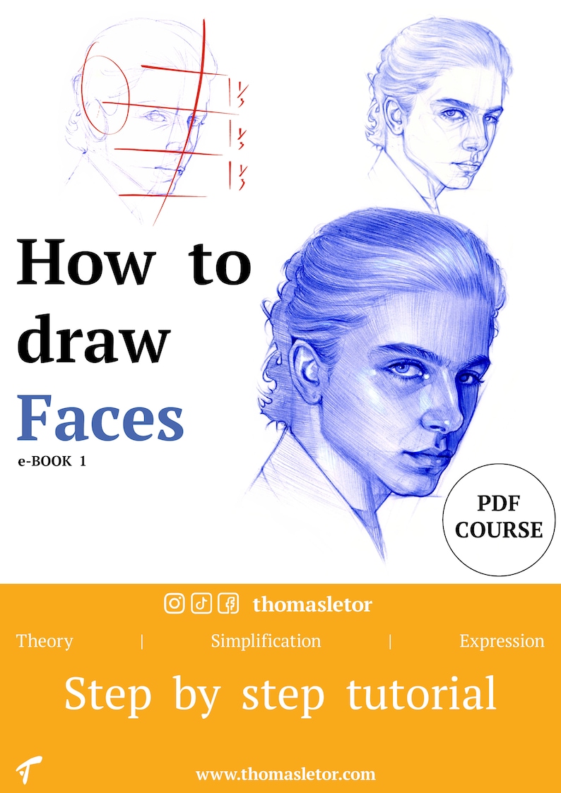 Portrait Drawing Tutorial How To Draw Faces Step By Step Drawing By Artist Thomas Letor Ebook