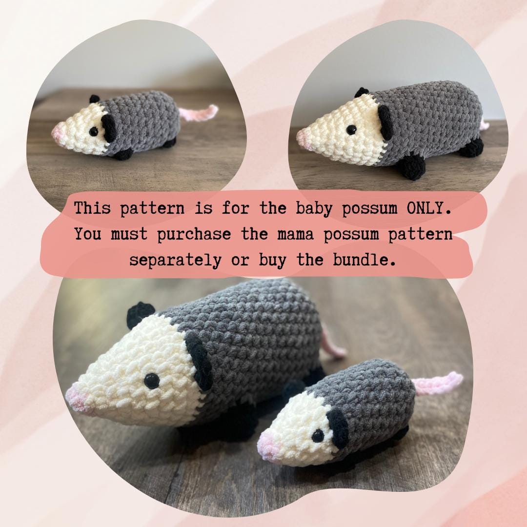 Baby Possum Crochet PATTERN | Crochet Baby Opossum Pattern | No Sew ...