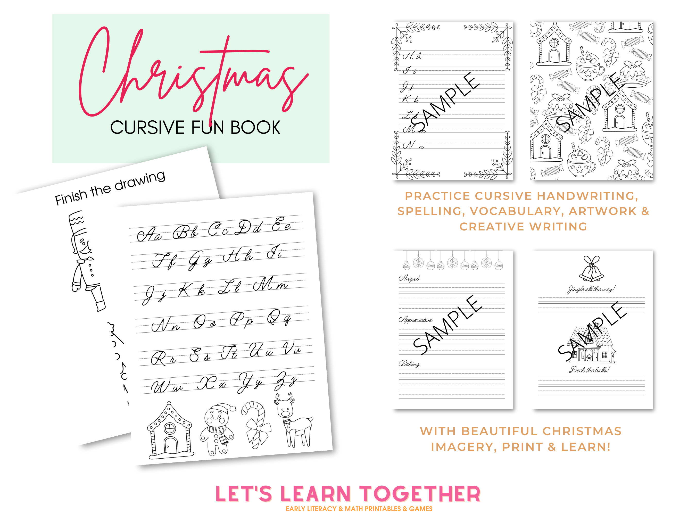 Christmas Cursive Fun School Printable Workbook / Christmas Cursive ...