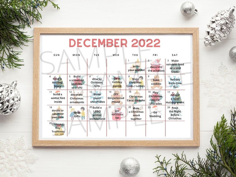 Christmas Advent Calendar & Tags Printable Activity / December Activity ...