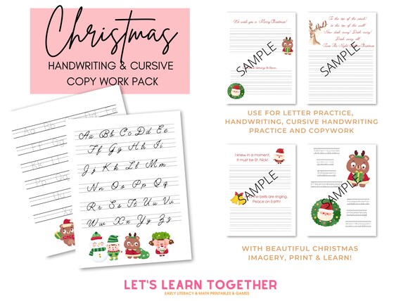 Christmas Cursive Handwriting Worksheets Handwriting