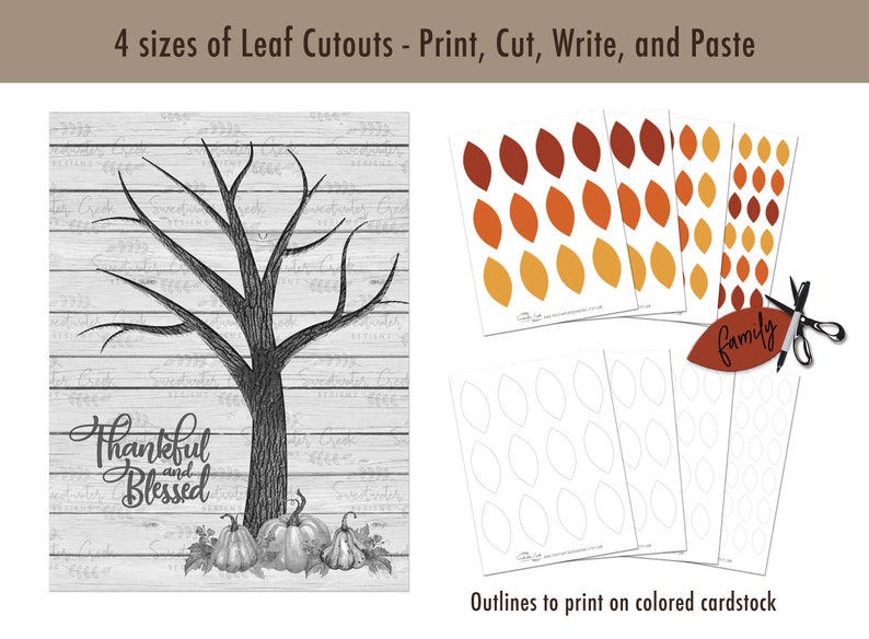 Thankful Tree Poster and Leaves for Wall, Thanksgiving Family Tradition ...