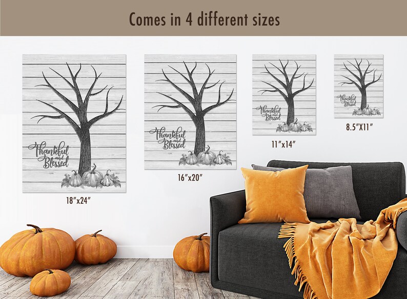 Thankful Tree Poster and Leaves for Wall, Thanksgiving Family Tradition ...