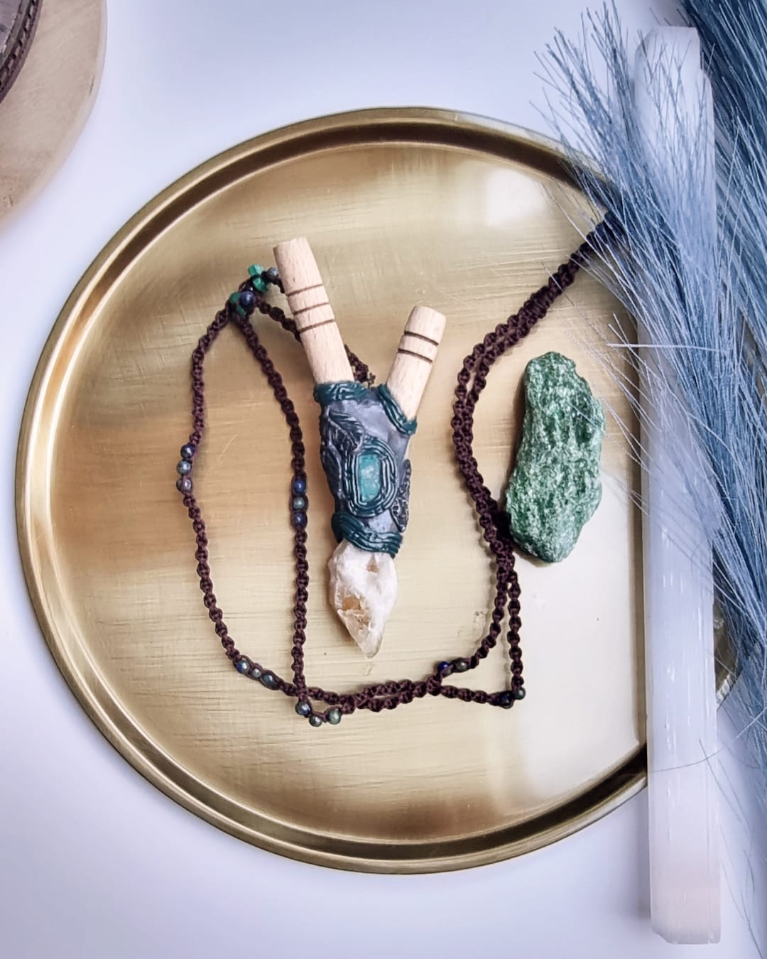 Citrine Kuripe, Rapé Pipe, Nose Applicator, Shamanic Snuff Pipe, Rapé ...