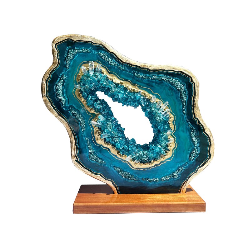 3D Geode Slice "malachite" Unique Gift, Home Decor, Crystal Art, Geode ...