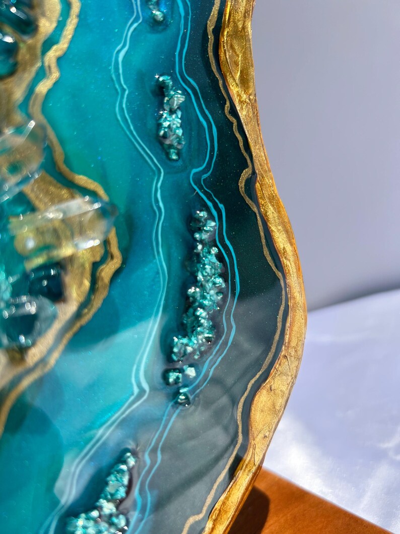 3D Geode Slice "malachite" Unique Gift, Home Decor, Crystal Art, Geode ...