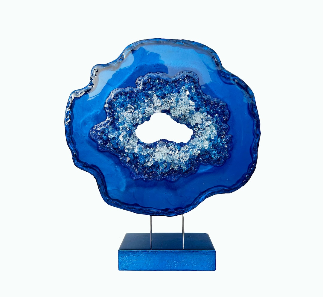 Blue Abyss. Royal Blue Unique Gift, Home Decor, Crystal Art, Geode ...