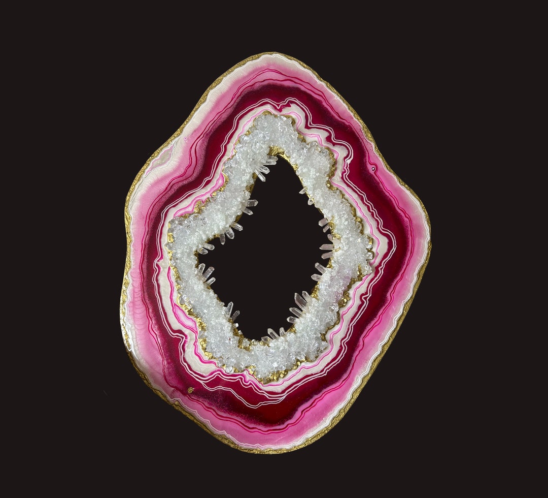Geode Resin Art XL /fuchsia Resin Geode Painting / Freeform Geode ...
