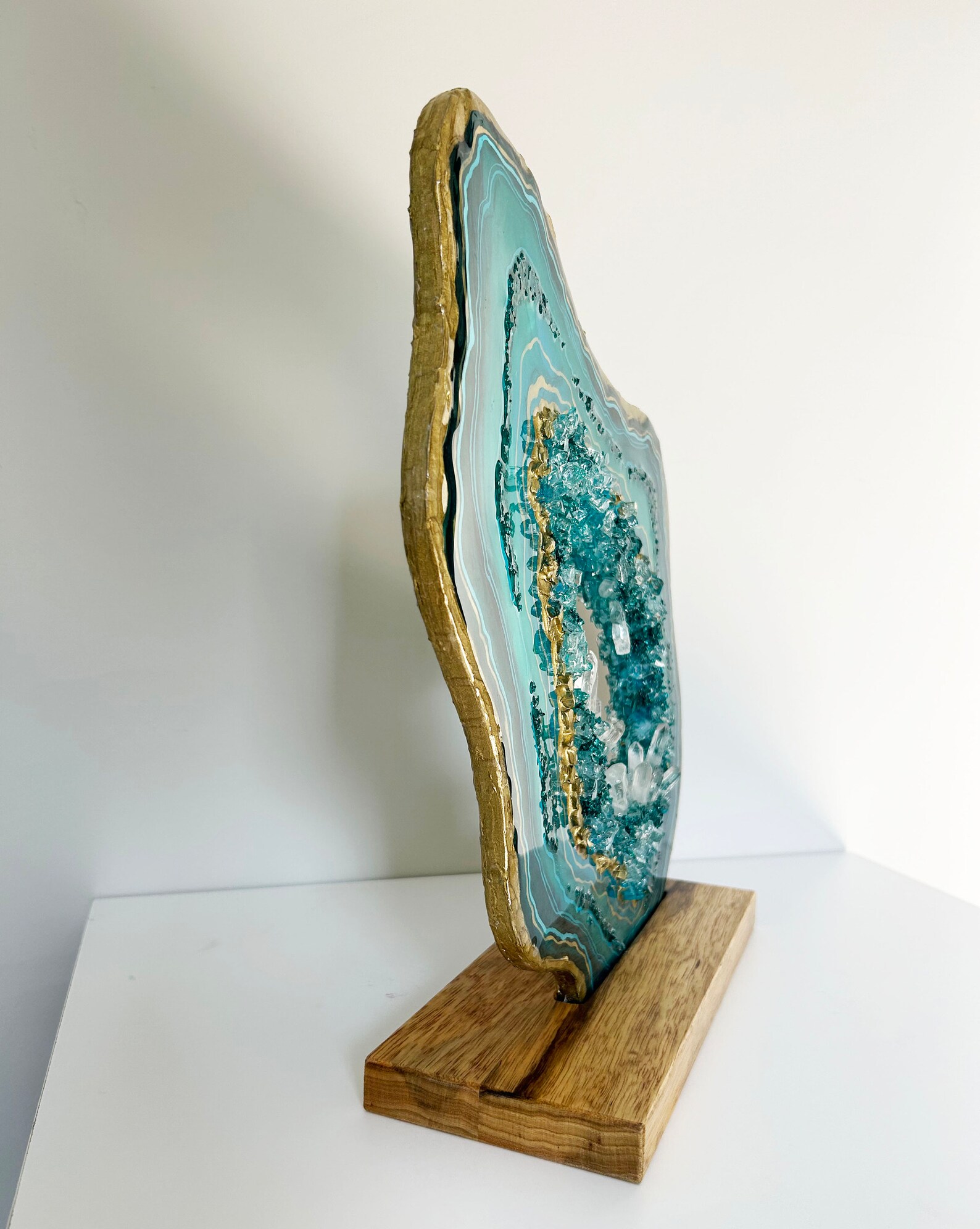 3D Geode Slice "malachite" Unique Gift, Home Decor, Crystal Art, Geode ...