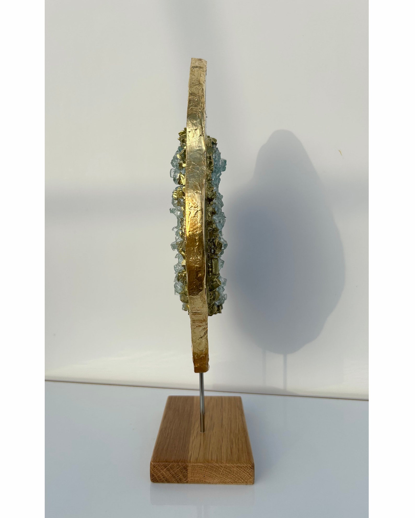 Floating Agate. Geode Slice Blue & Gold, Unique Gift, Home Decor ...