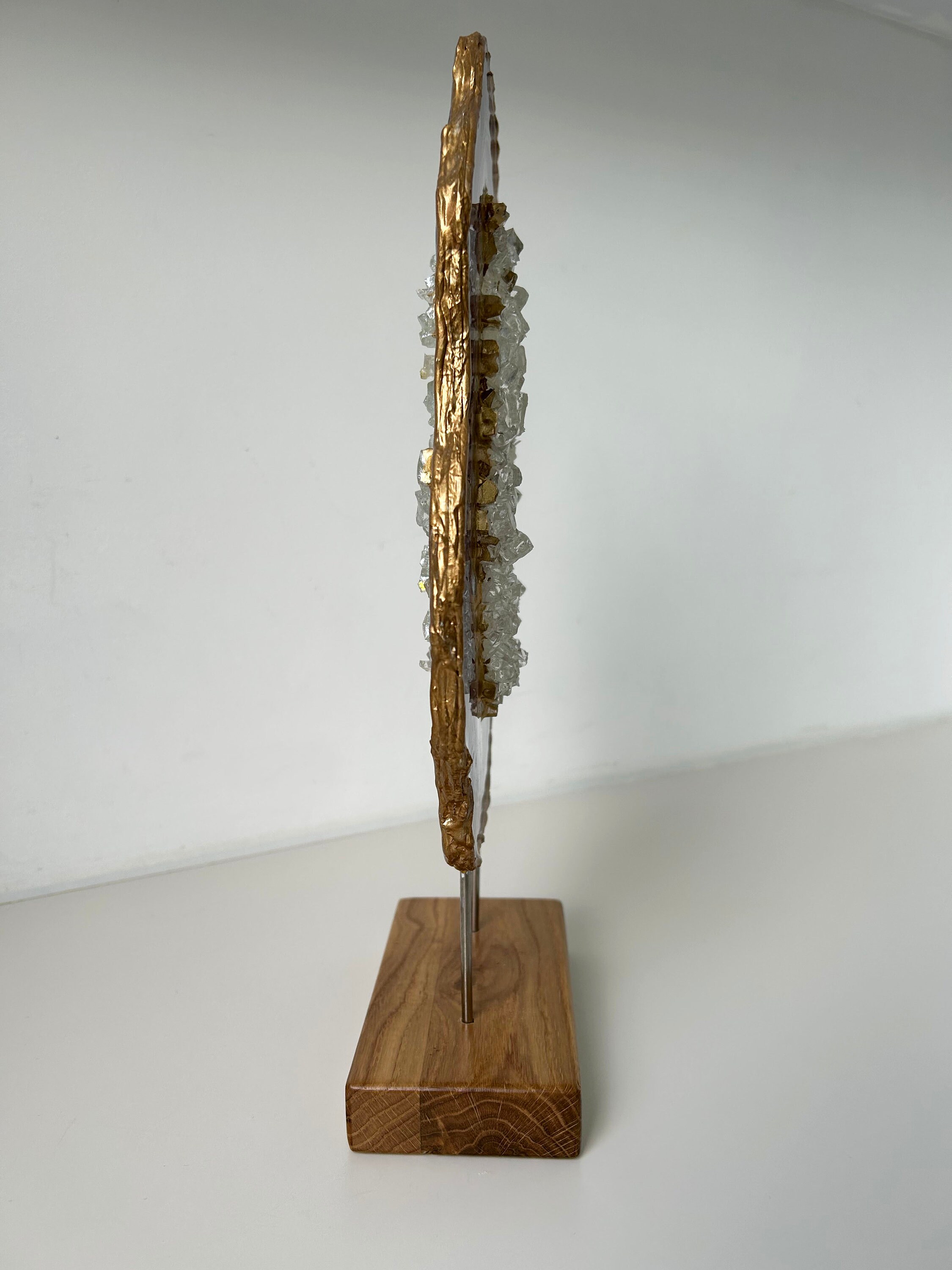 Floating Amethyst. Geode Slice Purple & Gold, Unique Gift, Home Decor ...