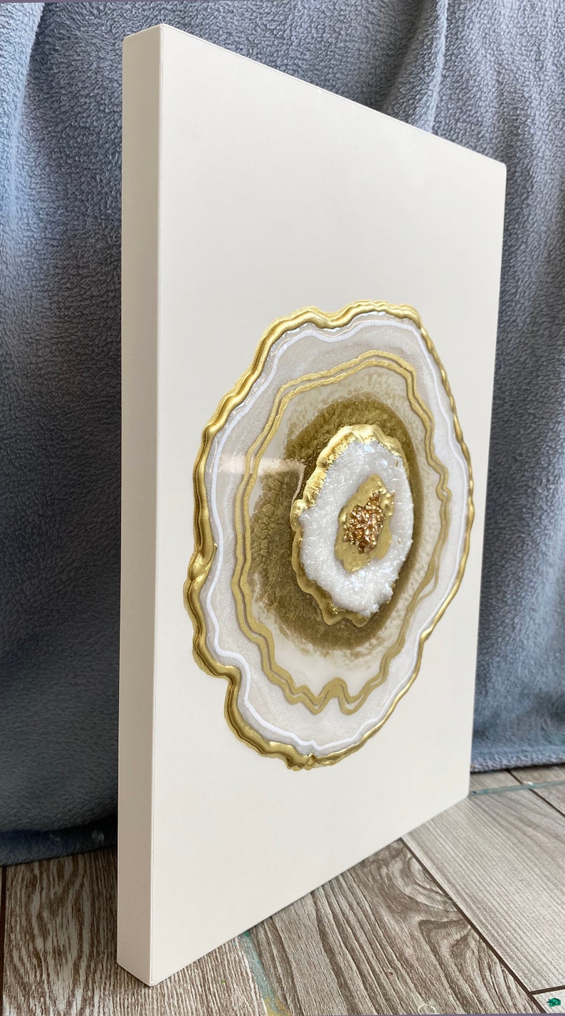 20x30cm. /agate Geode. Marble Art. Geode Wall Art, Gold, White, Ivory ...