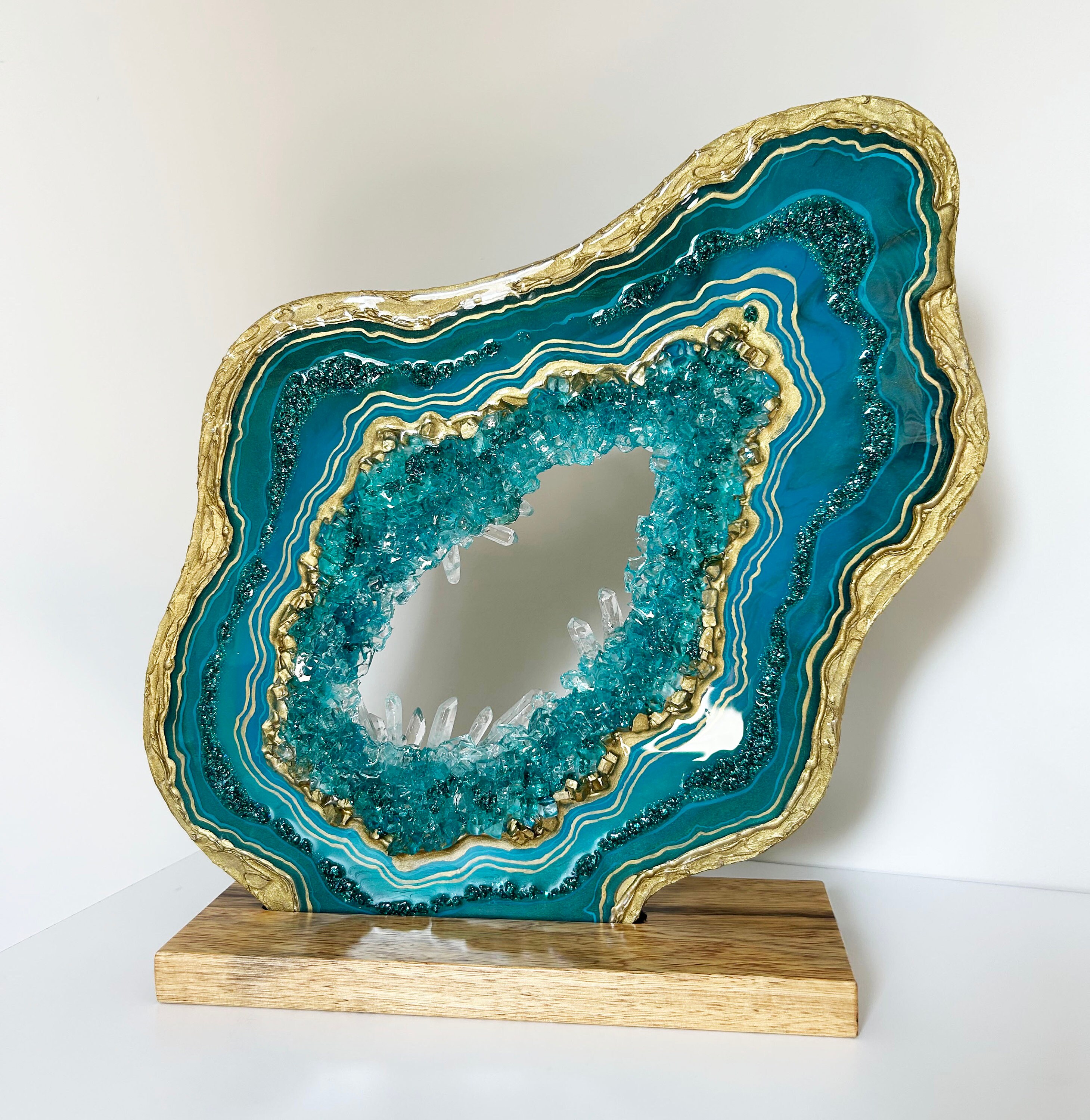 3D Geode Slice malachite Unique Gift, Home Decor, Crystal Art, Geode ...