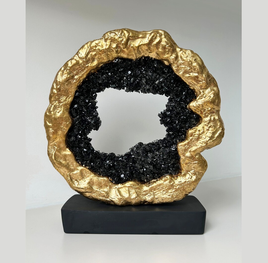 3D Golden Round Geode, Geode Unique Gift, Home Decor, Geode Sculpture ...