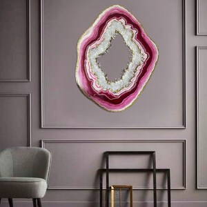 Geode Resin Art XL /fuchsia Resin Geode Painting / Freeform Geode ...