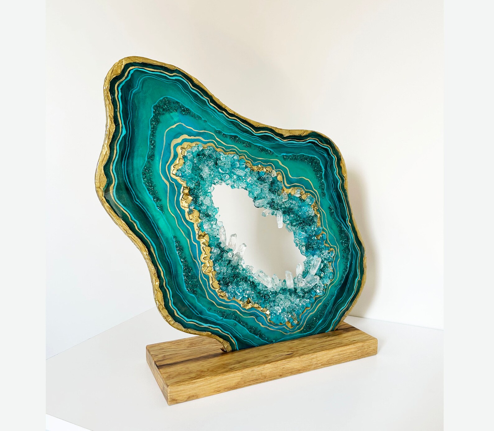 3D Geode Slice "malachite" Unique Gift, Home Decor, Crystal Art, Geode ...