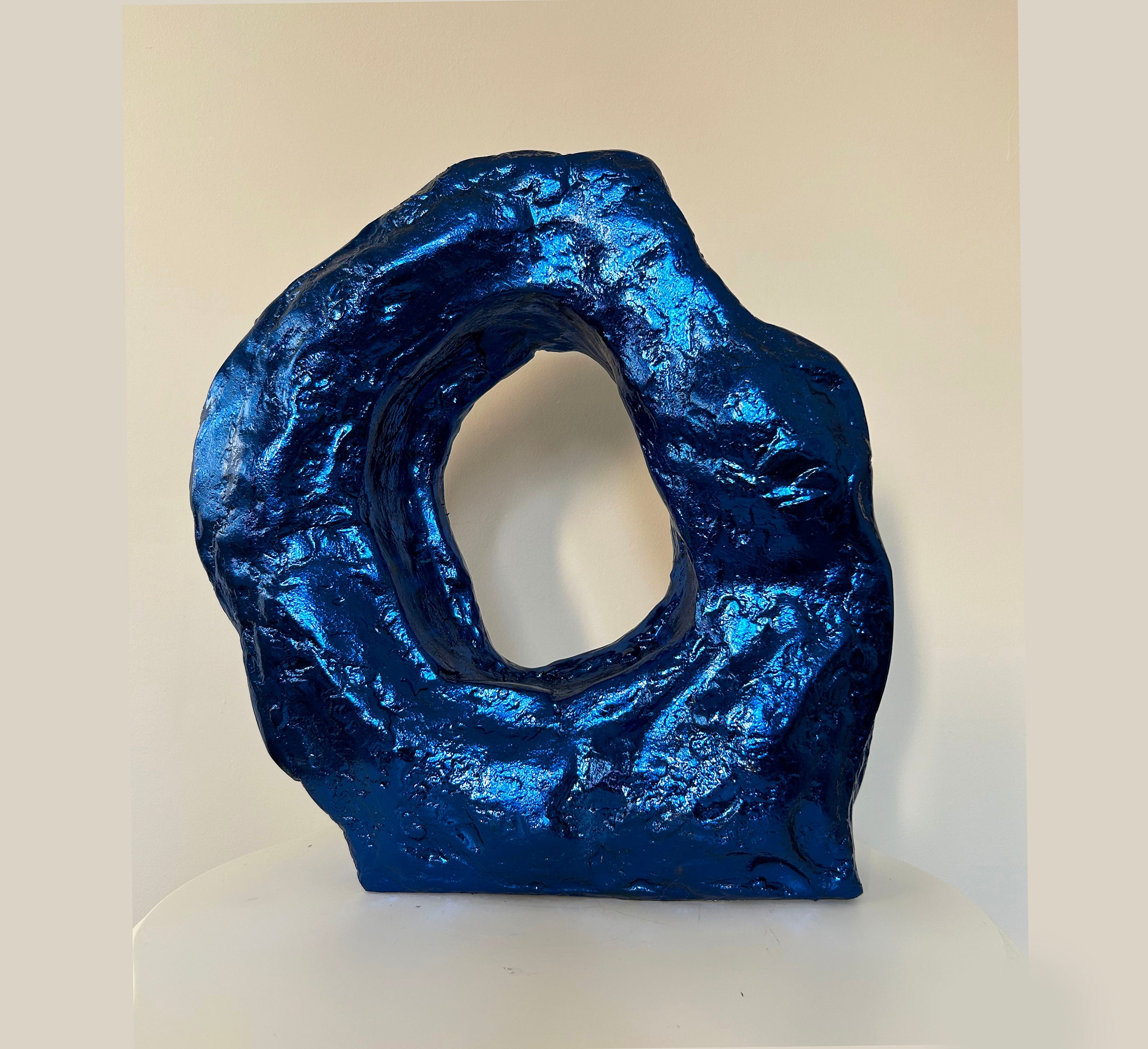Blue Geode Sculpture: Modern Art Stele With Metallic Sheen - Etsy