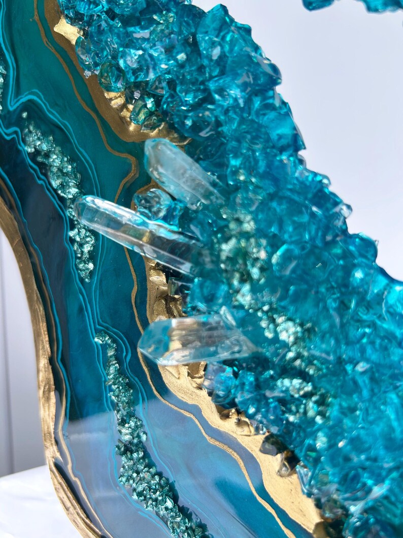 3D Geode Slice "malachite" Unique Gift, Home Decor, Crystal Art, Geode ...