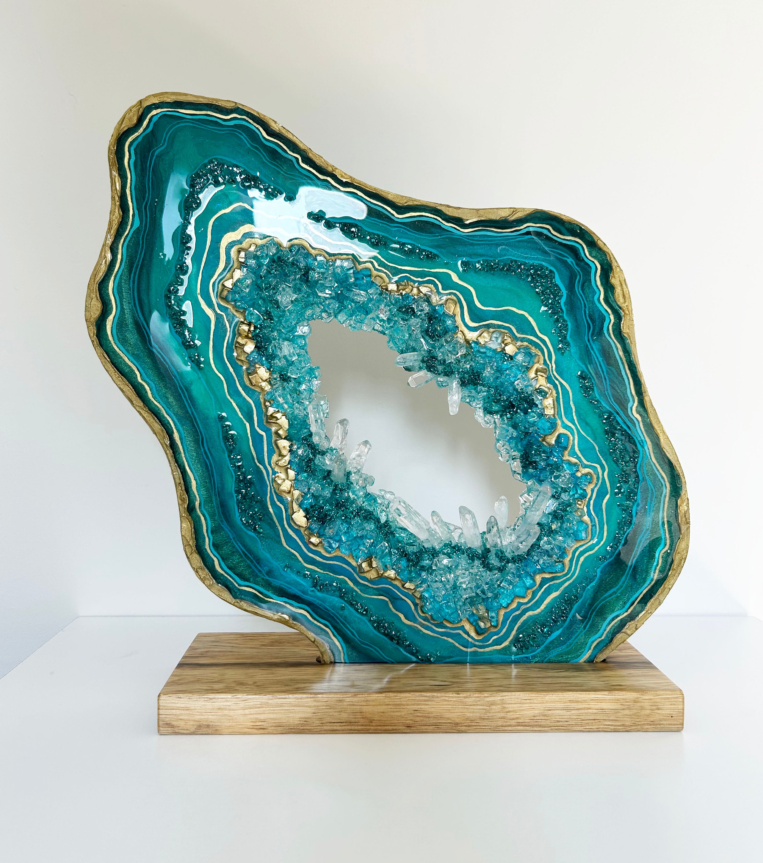3D Geode Slice "malachite" Unique Gift, Home Decor, Crystal Art, Geode ...