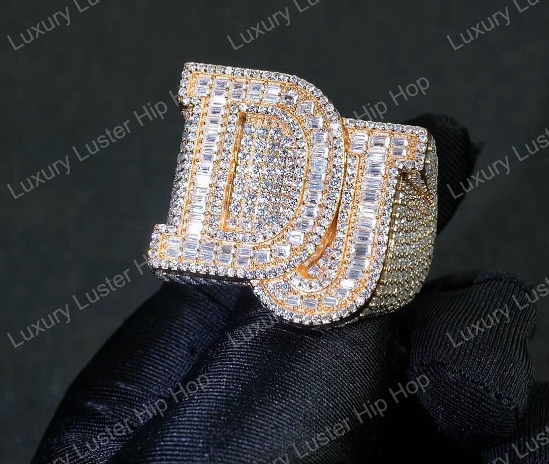 Wedding Double Customize Letter 5.90ct Mens Ring Hip Hop - Etsy