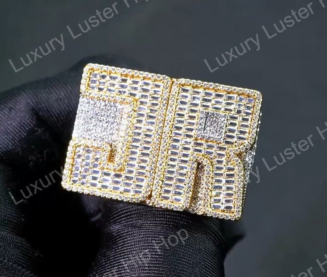 Custom Two Letter 6.50ct Mens Ring Hip Hop Birthday Party - Etsy