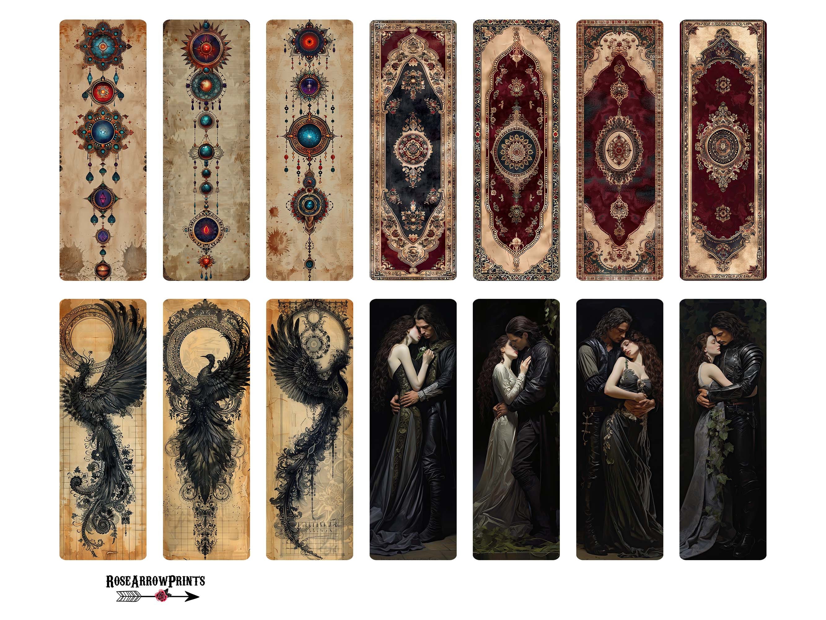 Best Selling Gothic Bookmarks Printable PNG Bundle Victorian Dark ...