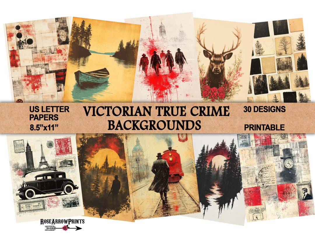 True Crime Backgrounds Junk Journal Printable Pages Bundle Vintage ...