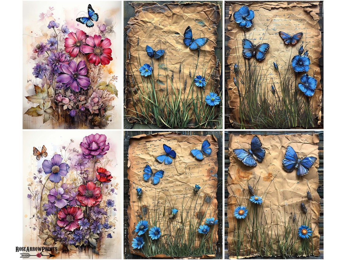 Spring Junk Journal Scrapbook Printable Background Pages Bundle Floral ...