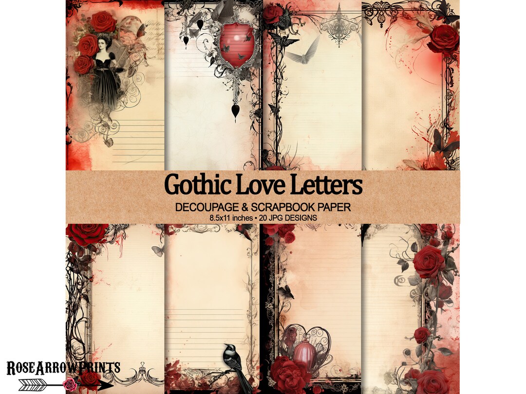 Gothic Love Letters Junk Journal Printable Pages Bundle | Vintage ...