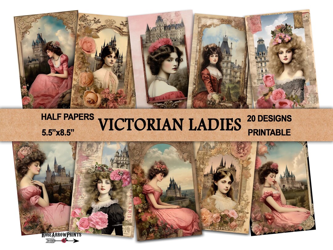 Victorian Ladies Junk Journal Printable Half Pages | Shabby Vintage ...