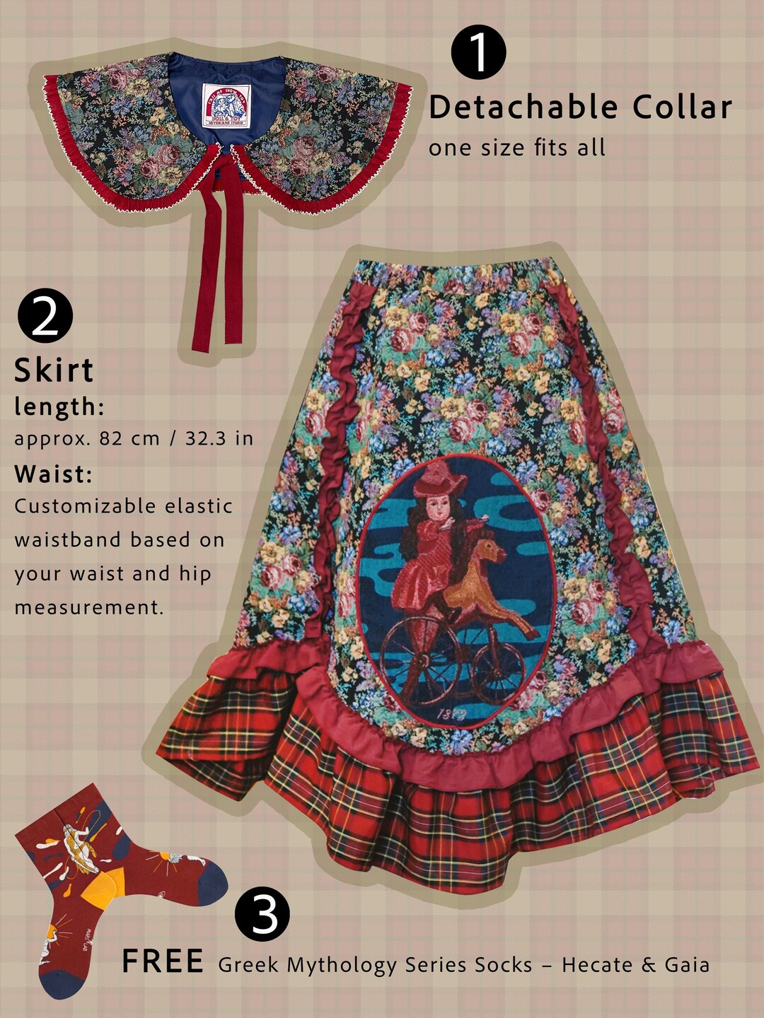 Three-faced Eve · Skirt + Detachable Collar Set - Etsy